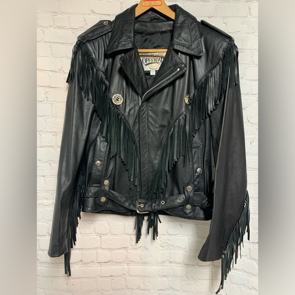 Open Road X Wilsons Black Fringe Leather Moto Jacket … - Gem